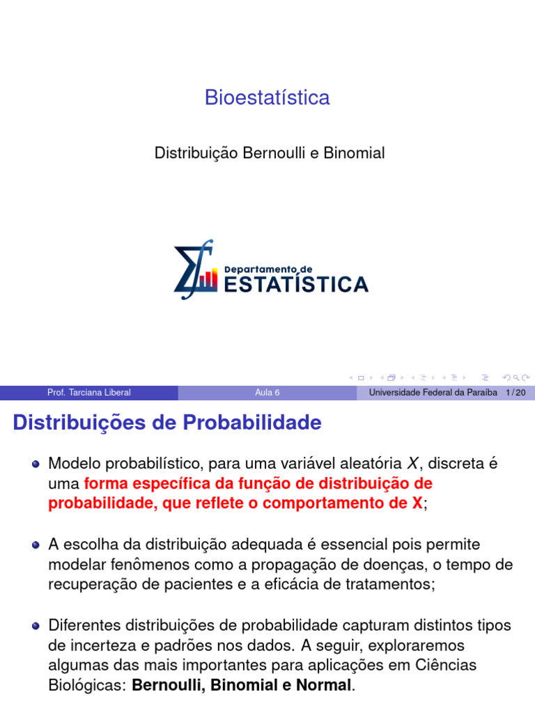 Distribuições Bernoulli e Binomial em Biostatística | PDF ...