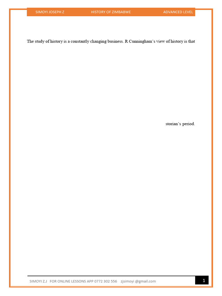 History of Zimbabwe Notes Updated 2021 | PDF | Stone Age | Agriculture