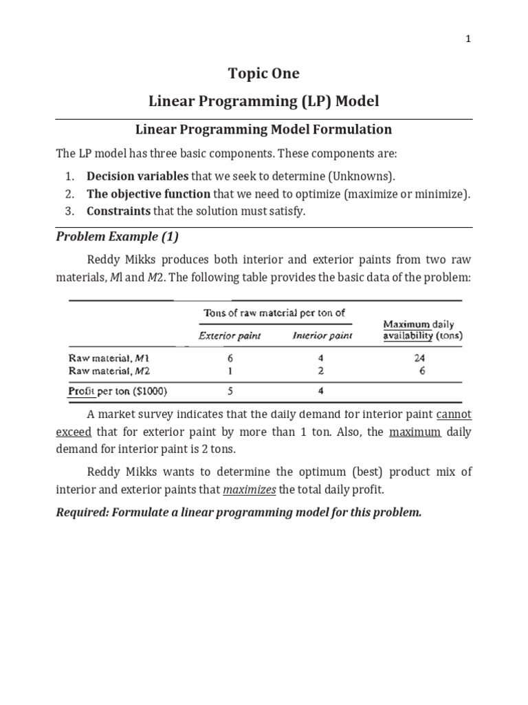 Linear Programming Model Formulation | PDF | Linear Programming ...