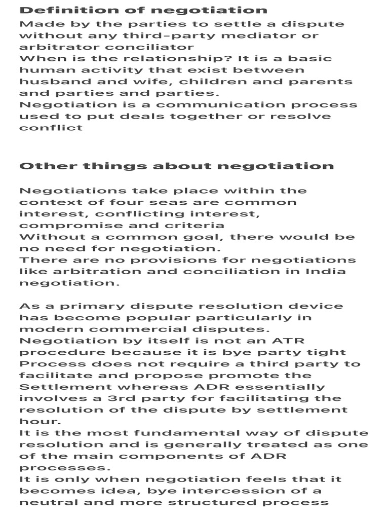 Definition of Negotiation | PDF | Alternative Dispute Resolution | Negotiation