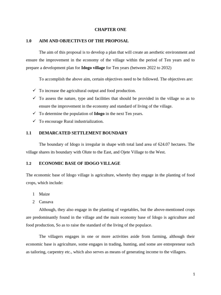 Idogo Village Ten-Year Development Plan | PDF | Sewage | Waste Management