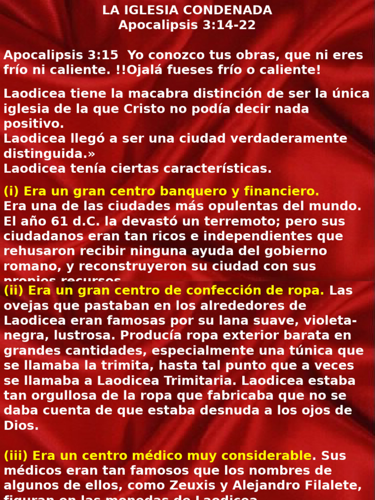 (Apocalipsis 3.14-22 La Iglesia Condenada | PDF