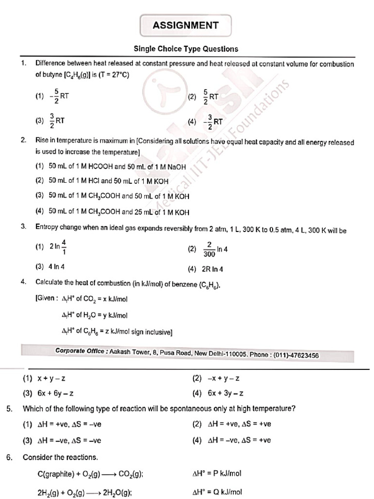 Thermodynamics Assignment | PDF