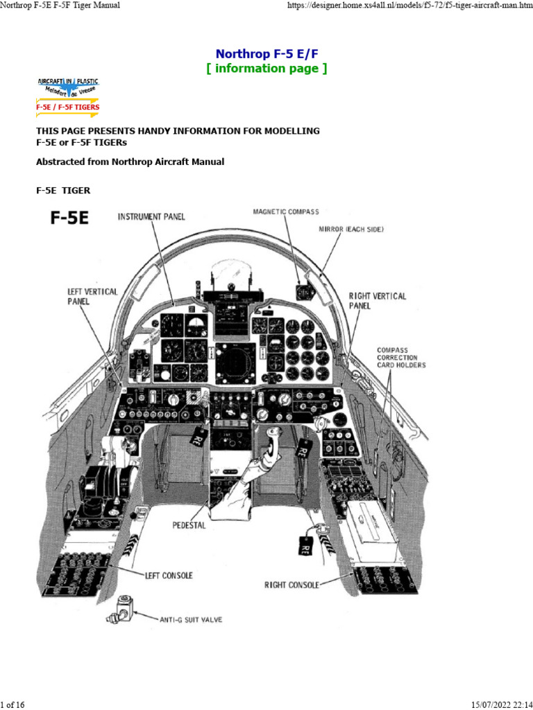 Northrop F-5E F-5F Tiger Manual | PDF | Monoplane | Aeronautics