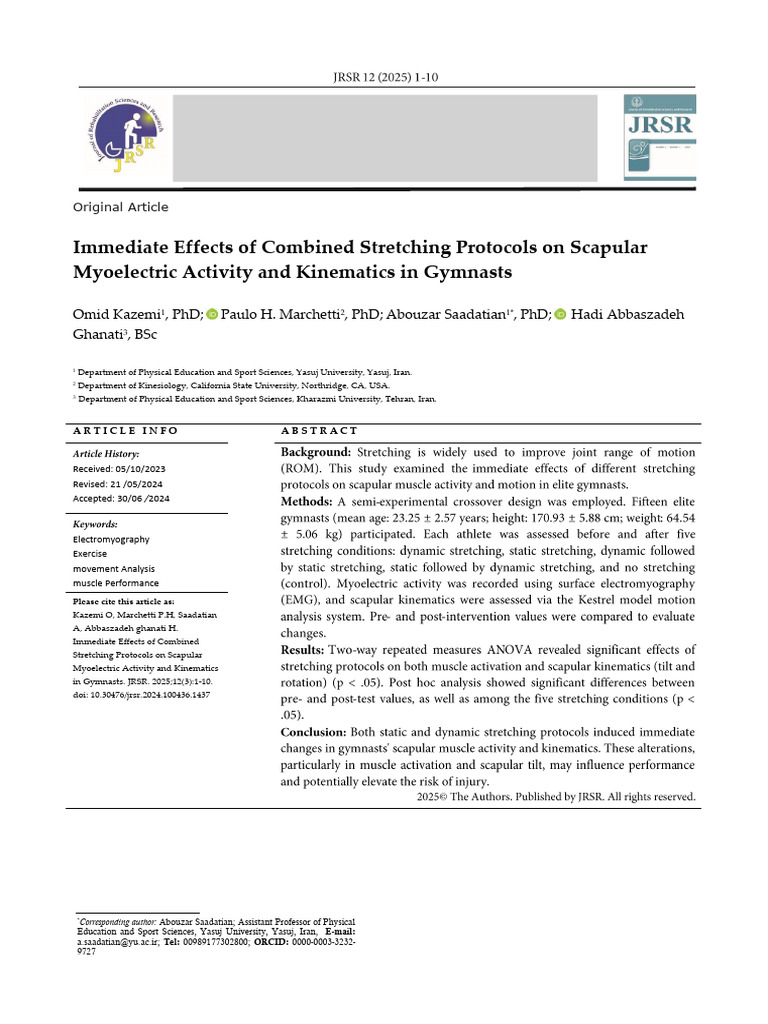 JRSR Immediate Effects of Combined Stretching Protocols On Scapular ...