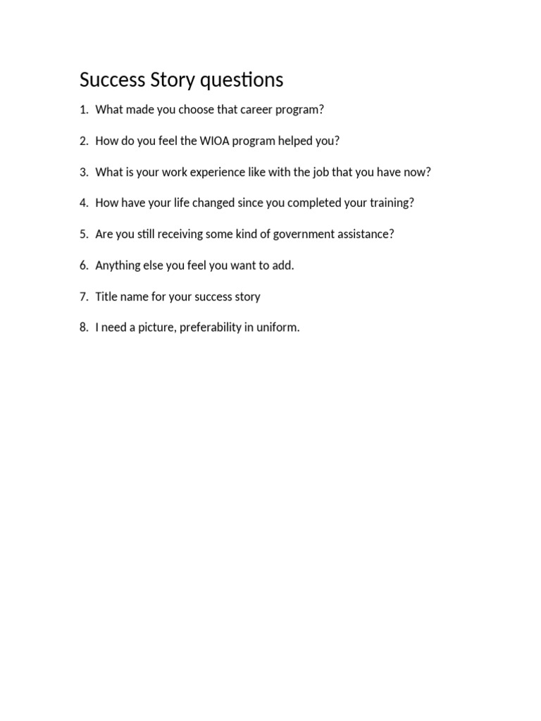 Success Story Questions | PDF
