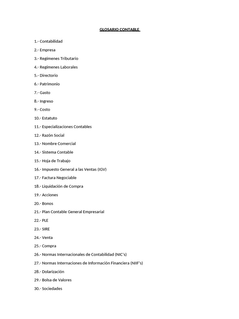 Glosario Términos Contabilidad Aplicada | PDF