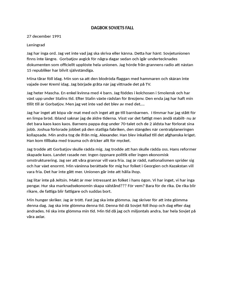 Sovjet Fall Dagbok | PDF