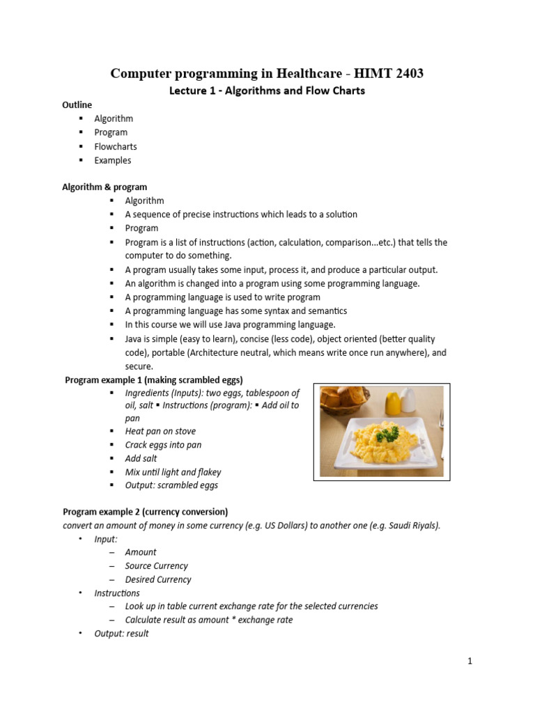 Lec 1 - Algorithms and Flow Charts | PDF | Algorithms | Computer Programming