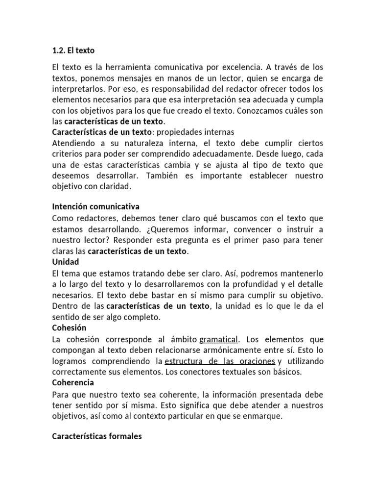 Características y tipos de textos | PDF