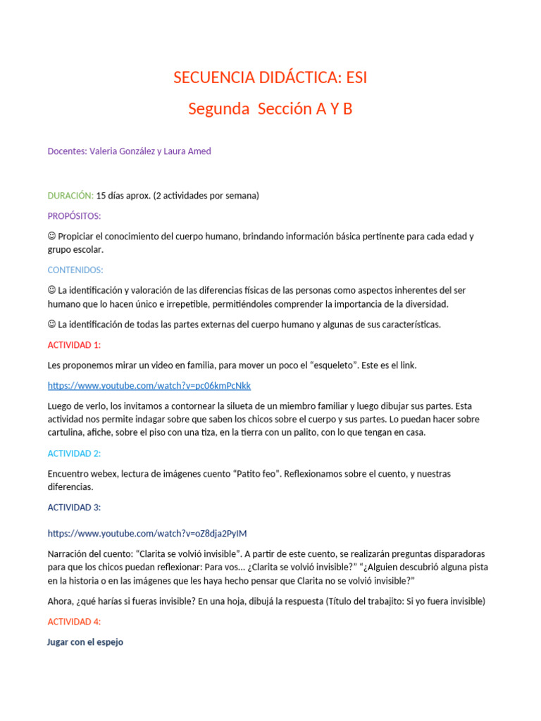 Secuencia Didáctica Esi Mayo | PDF