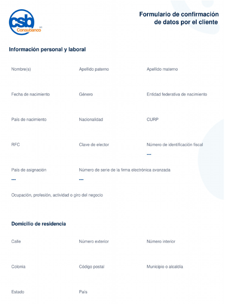 Formulario Datos Cliente | PDF