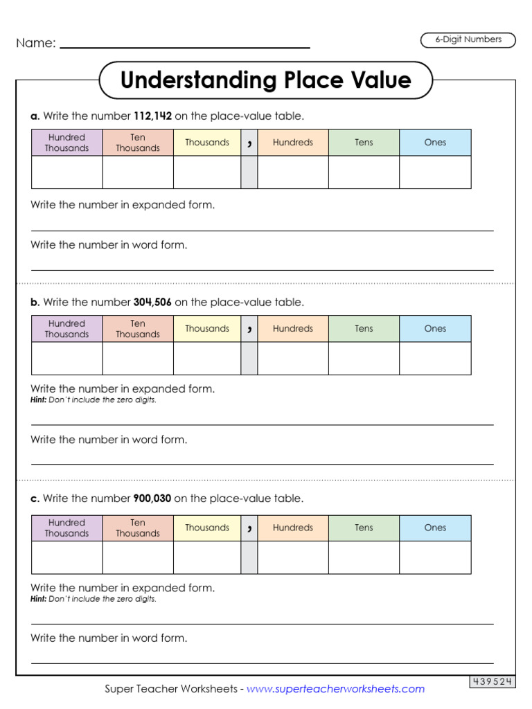 Understanding 6-Digit Place Value | PDF | Numbers | Arithmetic