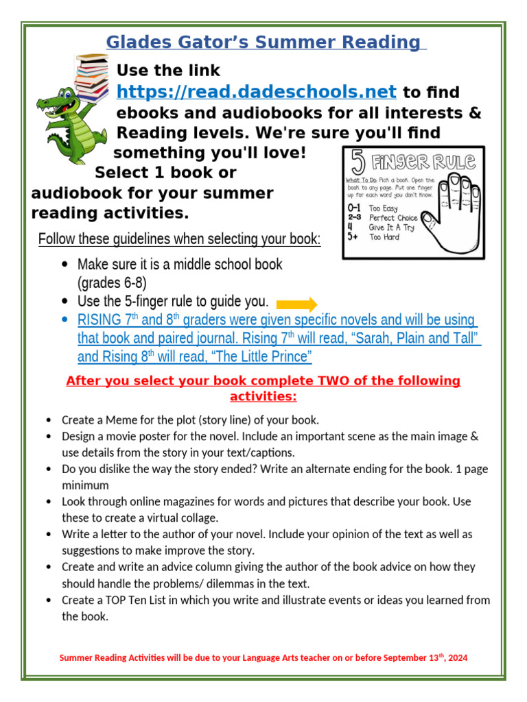 Glades Gator Summer Reading Guide | PDF