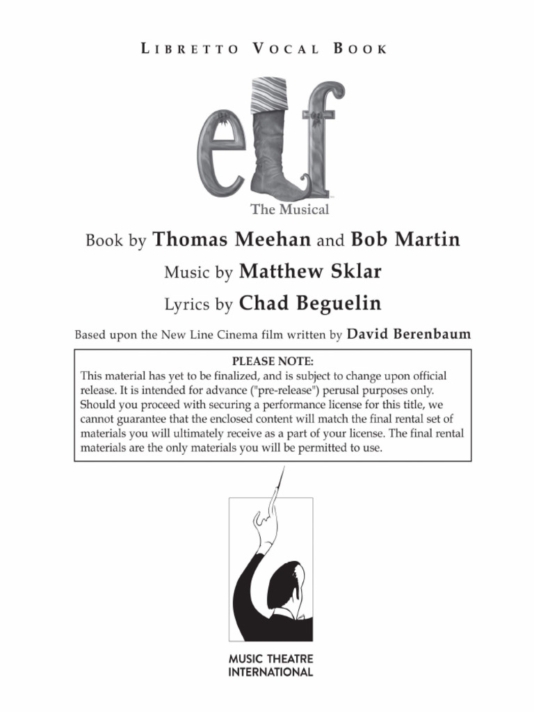 Elf, The Musical - Libretto Vocal Book | PDF