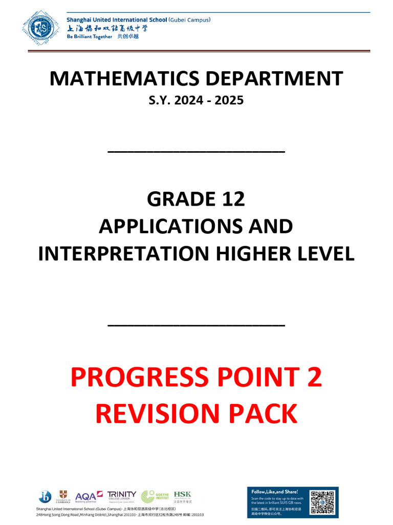 Grade 12AIHL PP2 Revision Pack 2024-2025 | PDF | Function (Mathematics) | Trigonometry