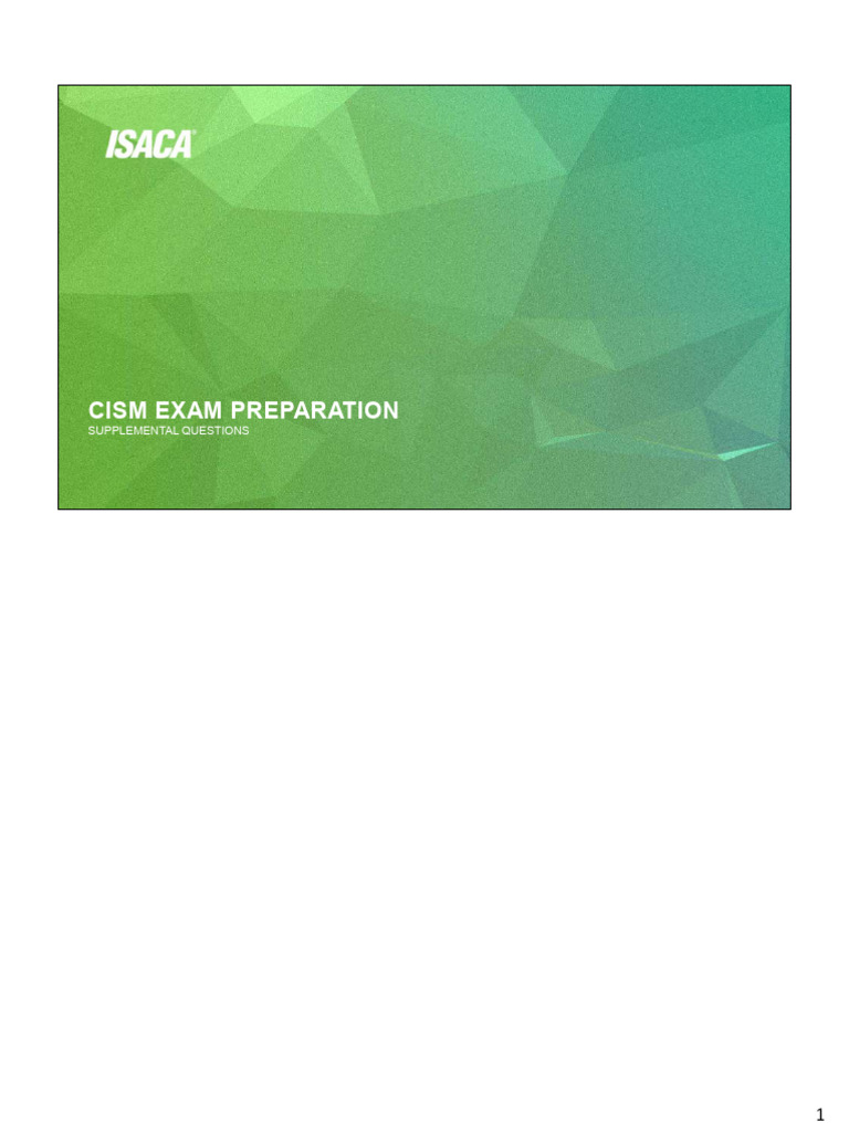 ISACA CISM Exam Supplement Questions Answers | PDF | Risk | Information Security