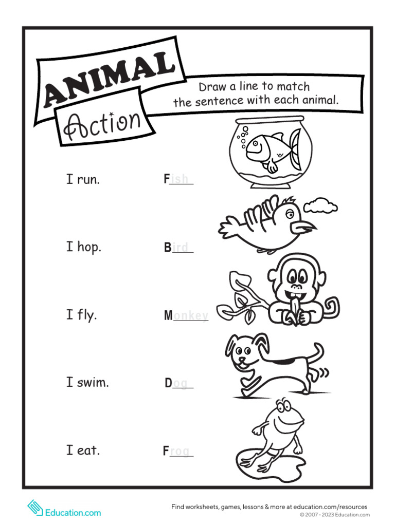 Animal Action Verbs | PDF