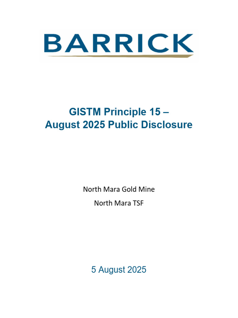 North Mara TSF GISTM Compliance Report | PDF | Flood | Dam