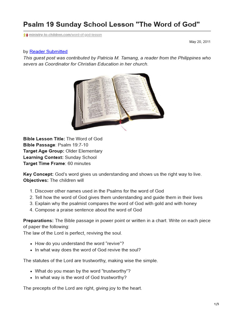 Psalm 19 Sunday School Lesson Guide | PDF | Torah | Bible