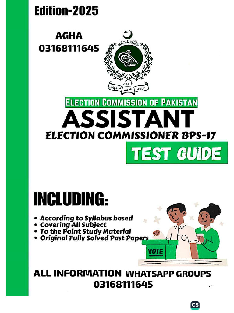 ECP Batch - 1 & 2 Solved Paper 2024assistant Election Commissioner | PDF