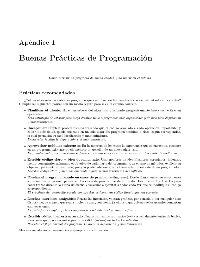 Buenas Prácticas de Programación | PDF | Programación de computadoras ...