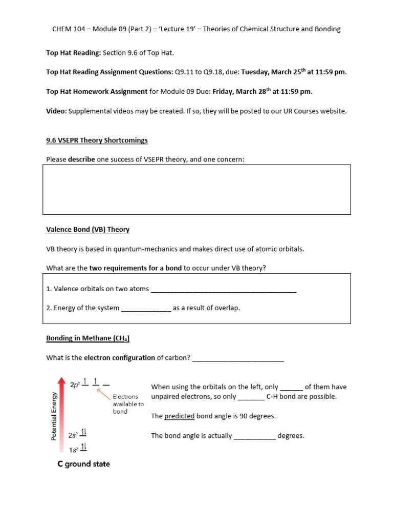 CHEM104 Module09 Part2 Worksheet | PDF | Molecular Orbital | Chemical Bond