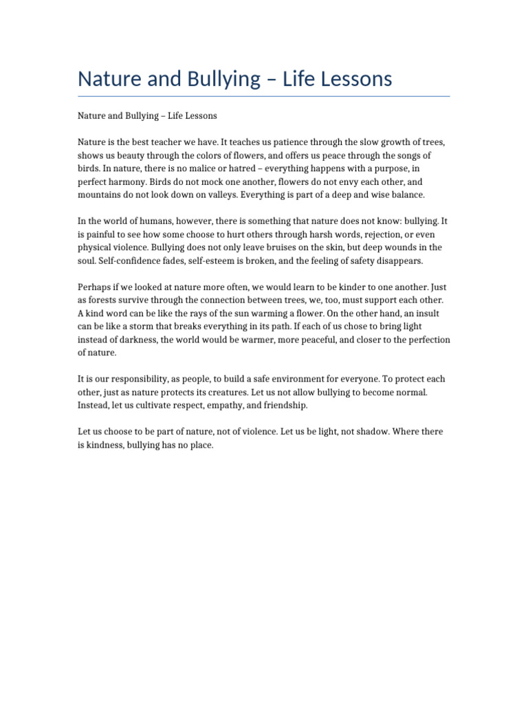 Nature's Lessons Against Bullying | PDF