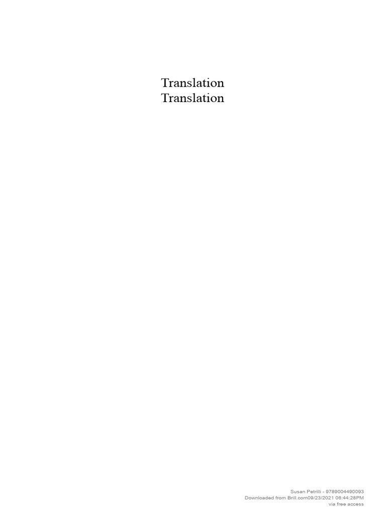 (9789042009479 - Translation Translation) Preliminary Material | PDF ...