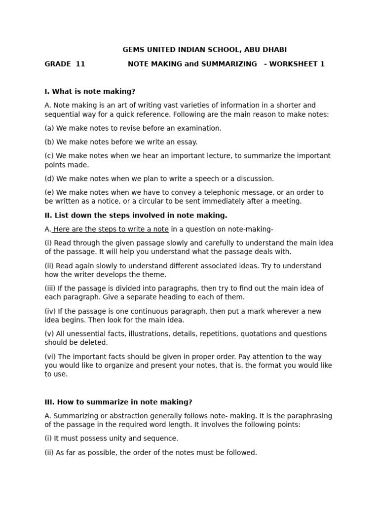 Note Making and Summarizing Guide | PDF | Well Being | Compost