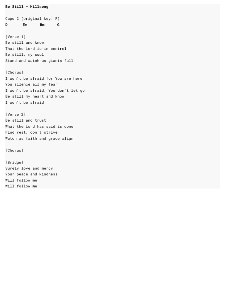 Be Still - Hillsong | PDF