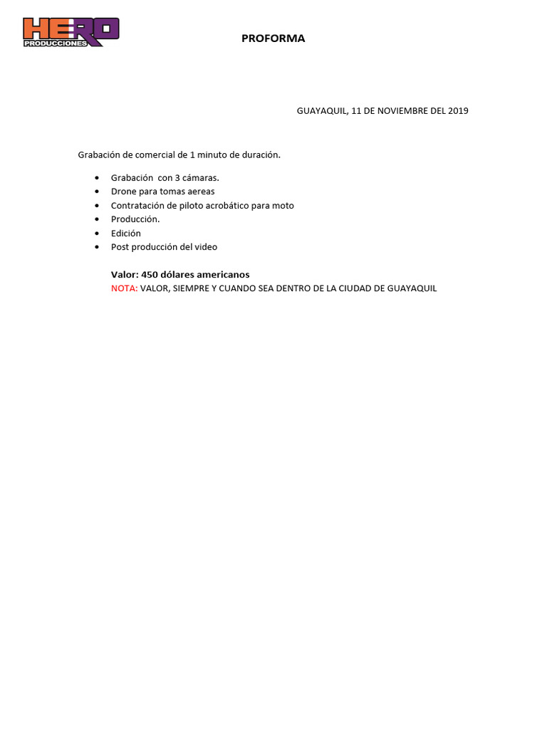 Proforma Video de Moto | PDF