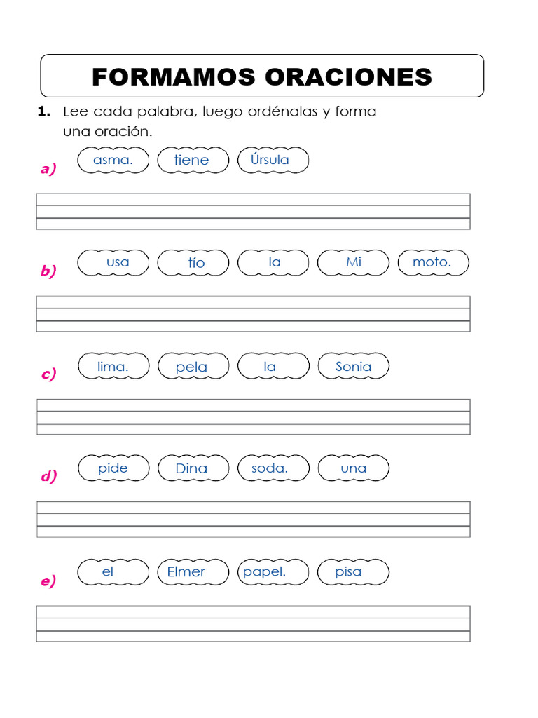 Formando Oraciones para Niños | PDF