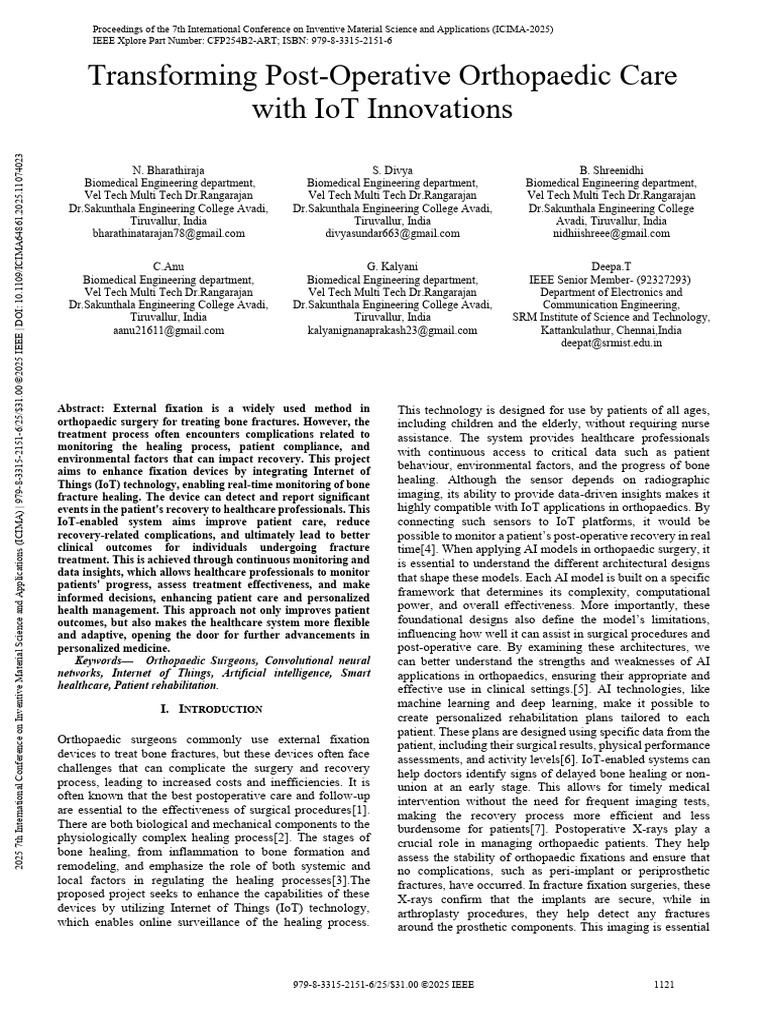 Transforming Post-Operative Orthopaedic Care With IoT Innovations | PDF ...