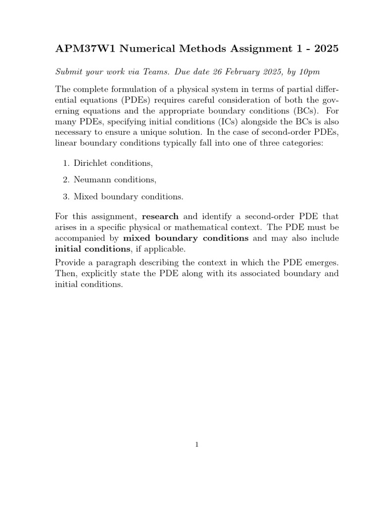 Second-Order PDEs with Mixed Conditions | PDF
