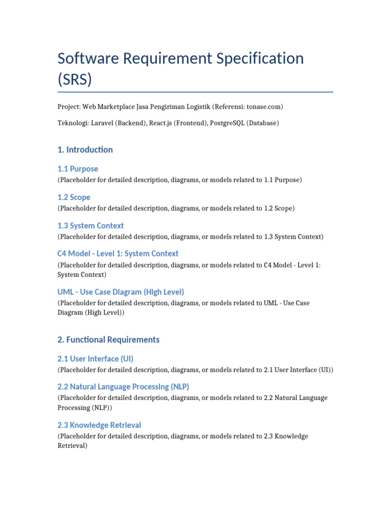 Web Marketplace SRS for Logistics System | PDF | Use Case | Unified ...