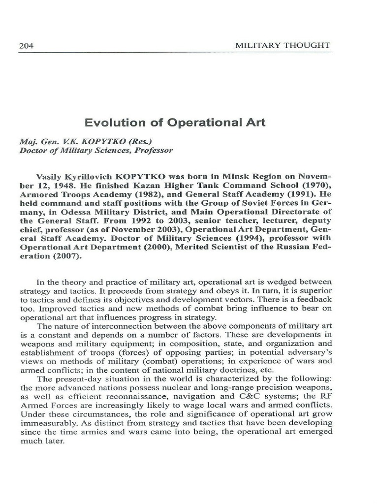 Evolution of Operational Art | PDF