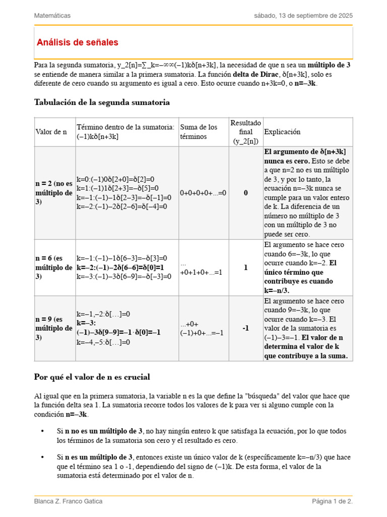 Sumatoria y función delta en matemáticas | PDF | Suma | Teoría de los ...
