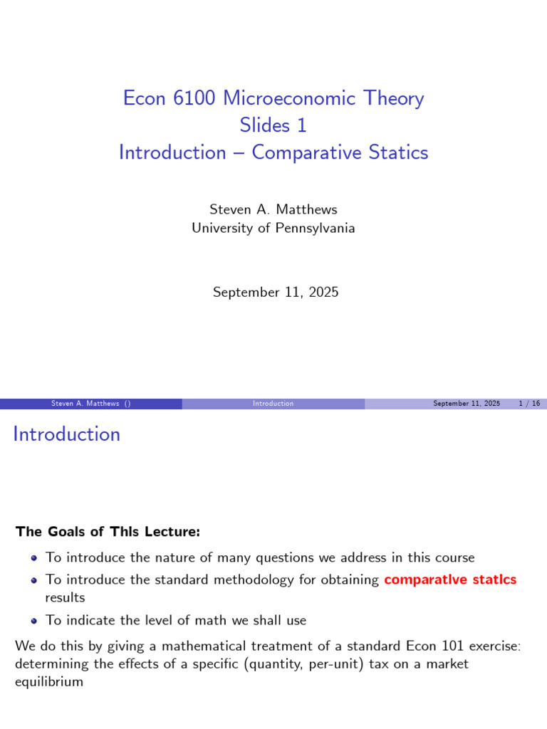 Comparative Statics in Microeconomics | PDF | Economic Equilibrium | Demand