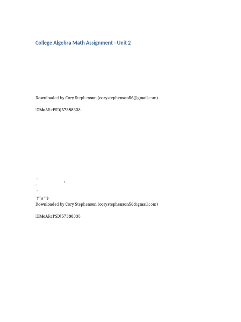 College Algebra Math Assignment Unit 2 Cleaned | PDF