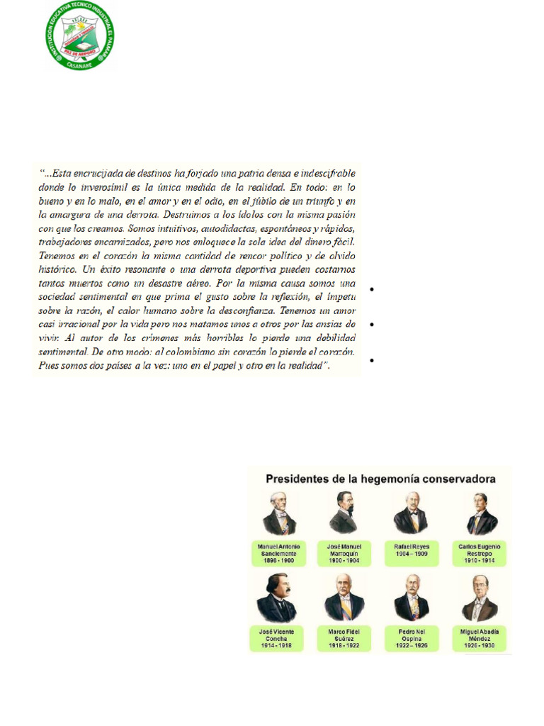 Hegemonía Conservadora en Colombia 1886-1930 | PDF | Panamá | Colombia