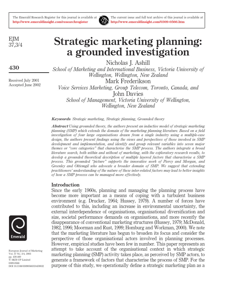 Strategic Marketing Planning | PDF | Strategic Management ...