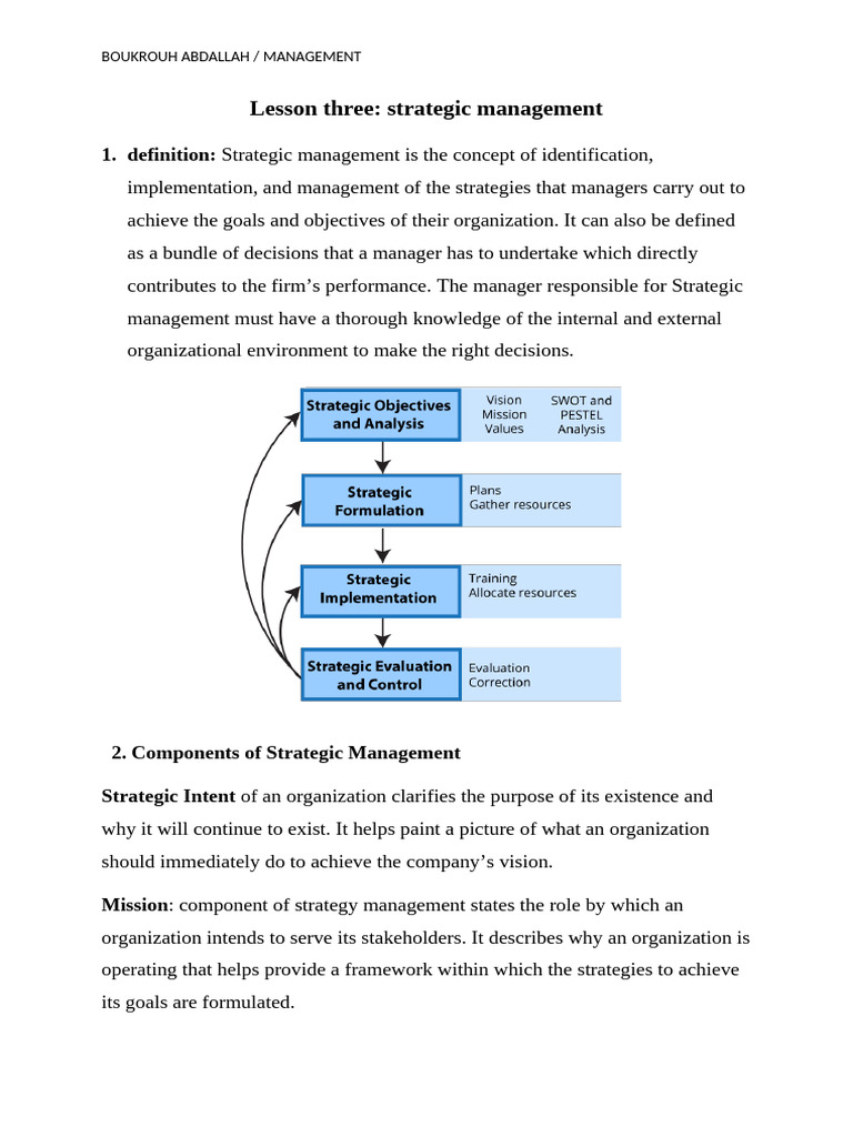Lesson Three Strategic Management | PDF | Strategic Management | Swot ...
