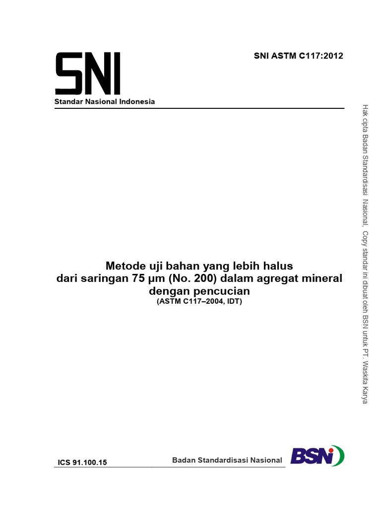 Sni Astm C117-2012 | PDF