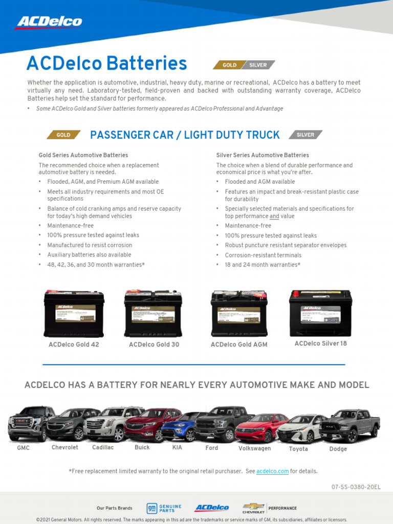 07 SS 0380 20EL ACDelco Batteries 20626 | PDF | General Motors ...