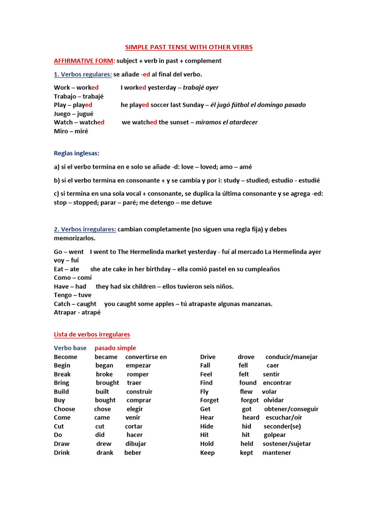 Simple Past and Future Tense Guide | PDF | Interpretation (Philosophy ...
