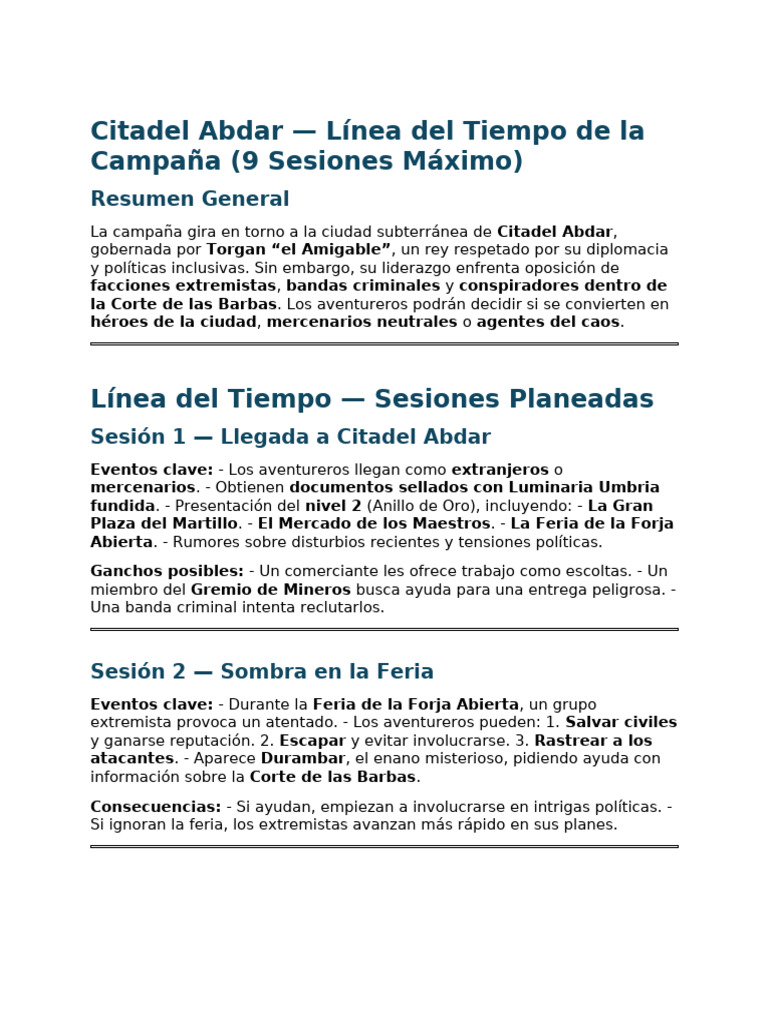 Campaña Citadel Abdar: 9 Sesiones Clave | PDF | Contrabando