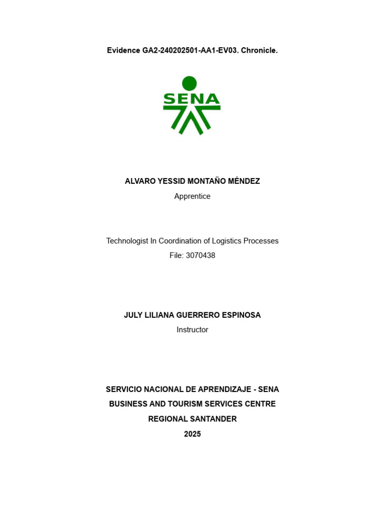 Chronicle. Evidence GA2 240202501 AA1 EV03. | PDF