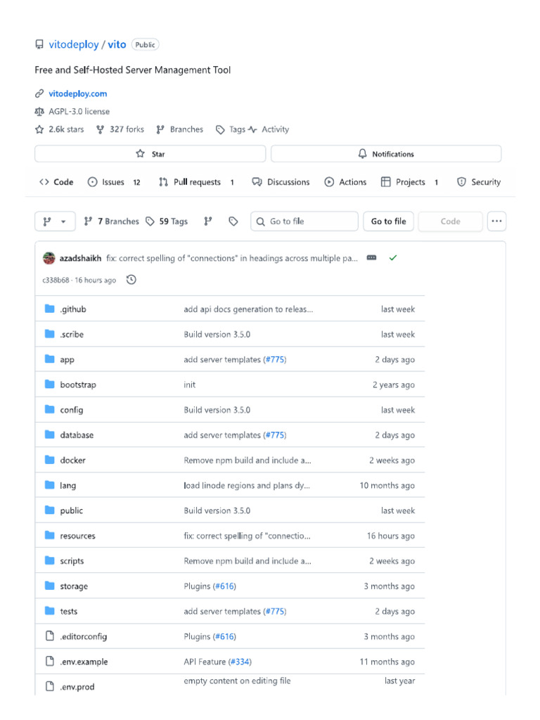 GitHub - Vitodeploy - Vito - Free and Self-Hosted Server Management Tool | PDF