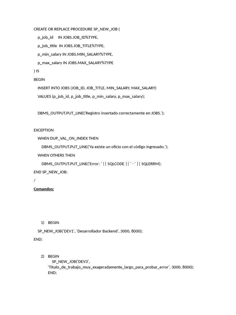 Create or Replace Procedure SP | PDF